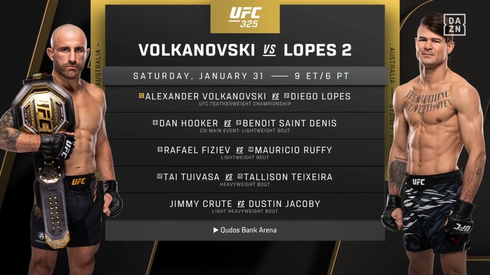 UFC 325 Main Card Start Times: US, UK, Australia and more - F4W/WON